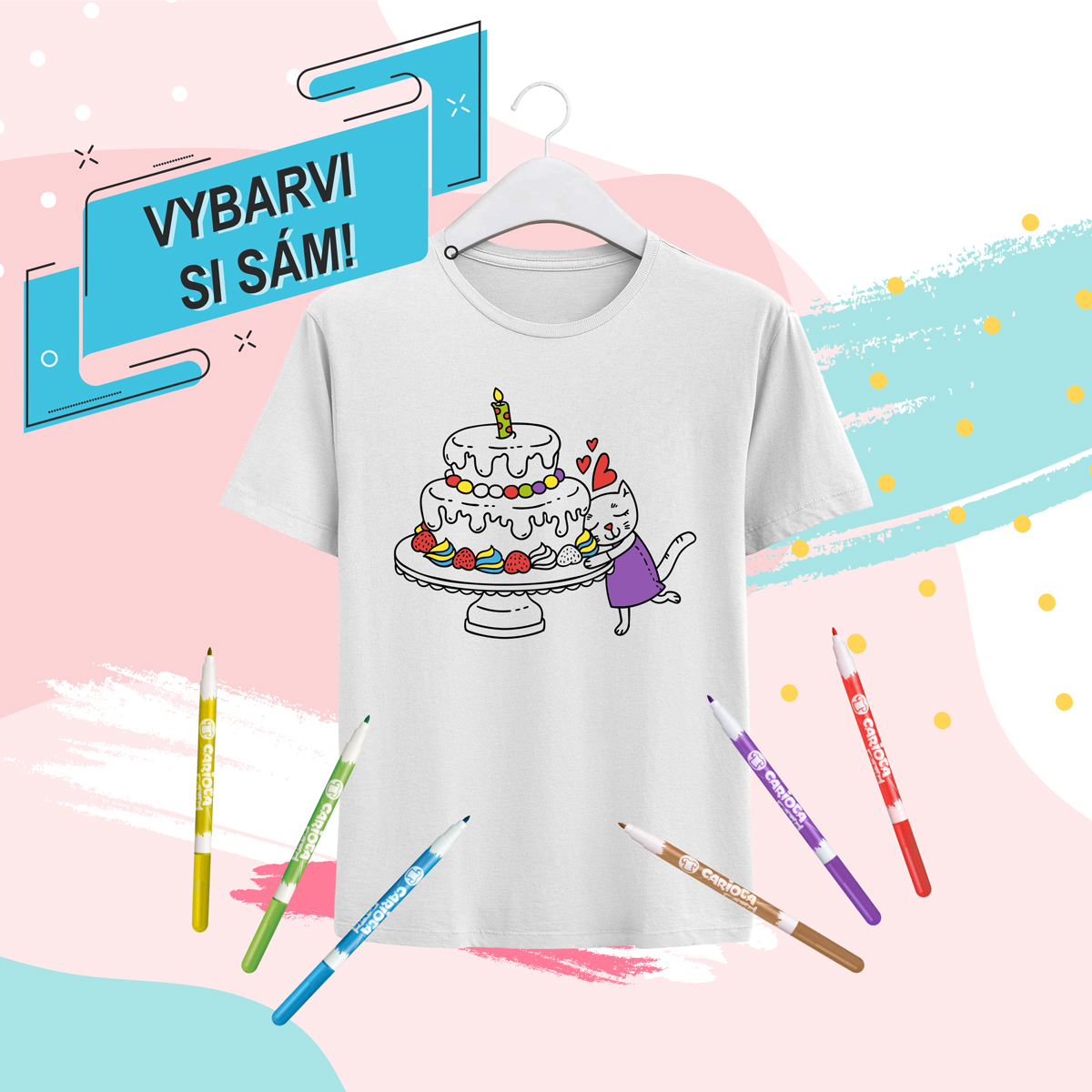 Dětské tričko "Vybarvi si sám! Dort" | Vsechnydarky.cz
